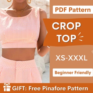 Crop Top Sewing Pattern XS-XXXL Open Back Top Pattern - Etsy