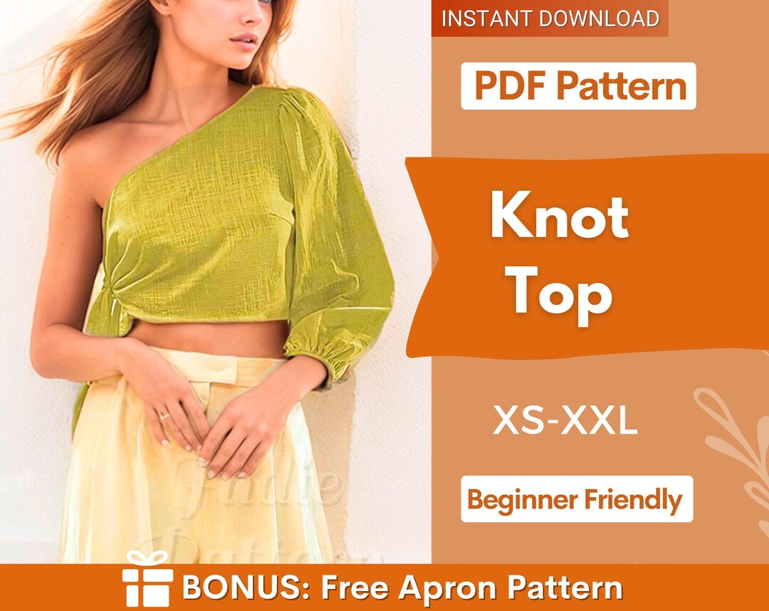 Knot Top Pattern | Sewing Pattern Top | Crop Top Pattern | One Shoulder ...