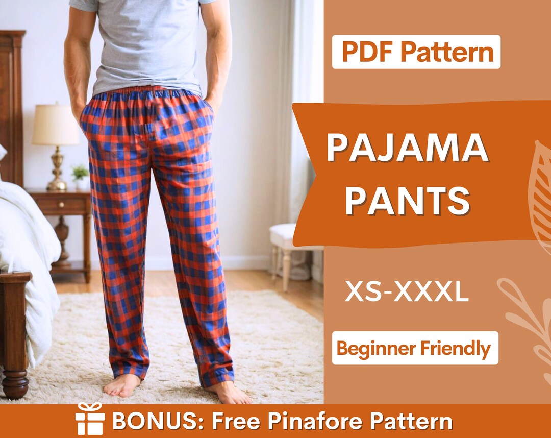 Men Pajama Pants Pattern, Pajama Pattern, PJ Pants Pattern, Lounge ...