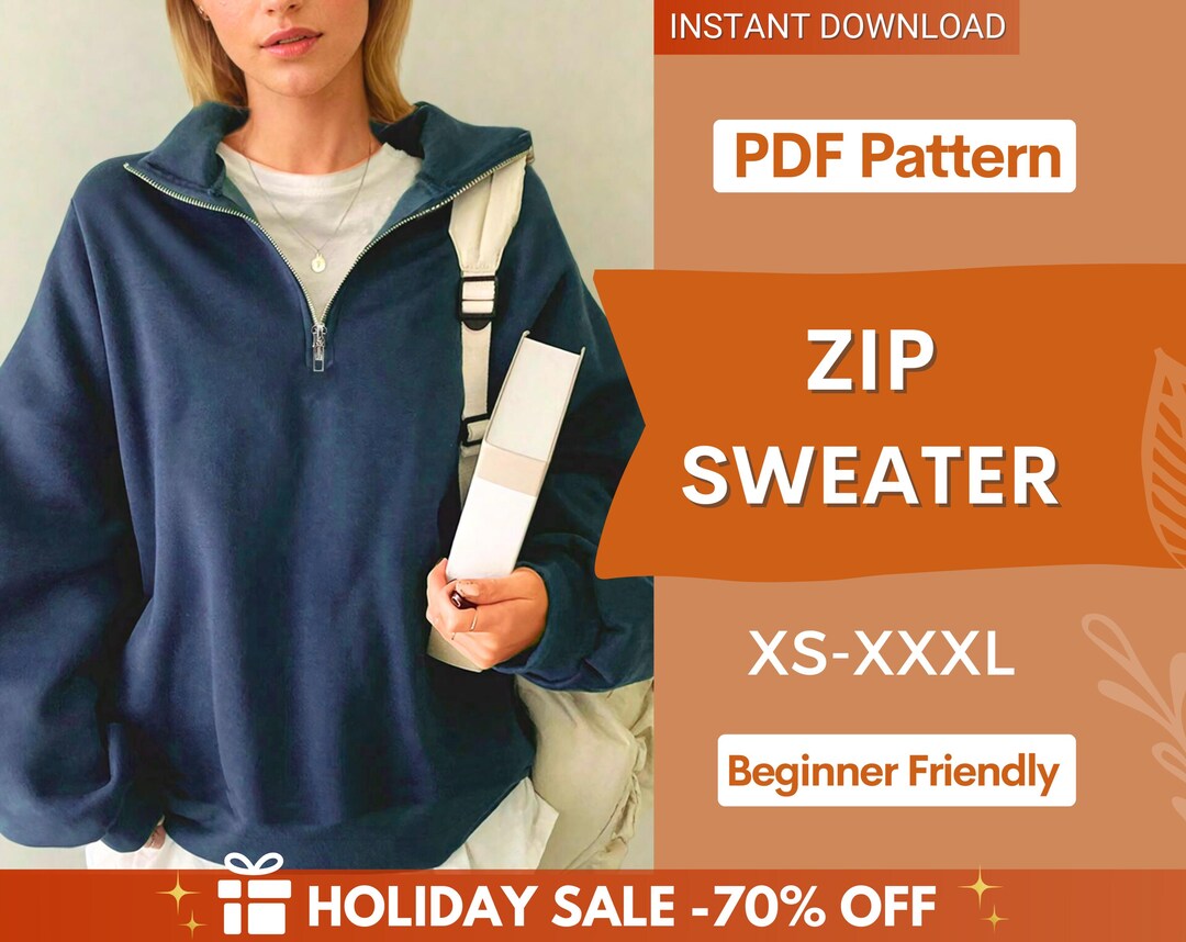 Zip Sweater Sewing Pattern Zipper Sweater Zip up sweater Sweater ...