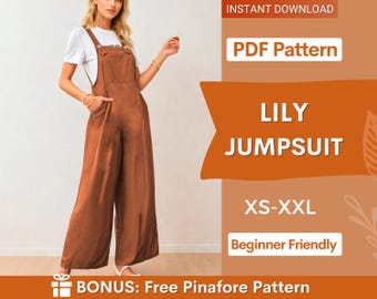 Jumpsuit Pattern Overalls Pattern Women Sewing Pattern Dungaree Pant ...