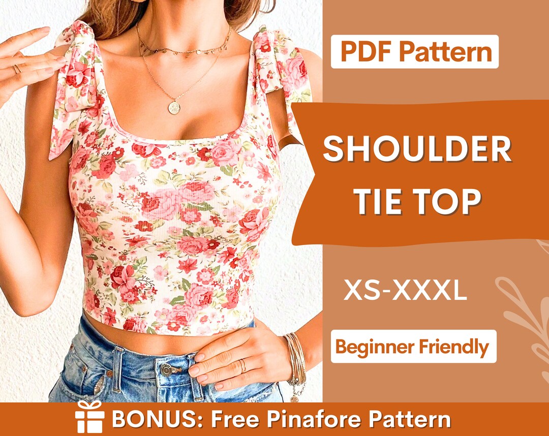 Tie Top Sewing Pattern for Women PDF XS-XXXL Shoulder Tie Top Pattern ...
