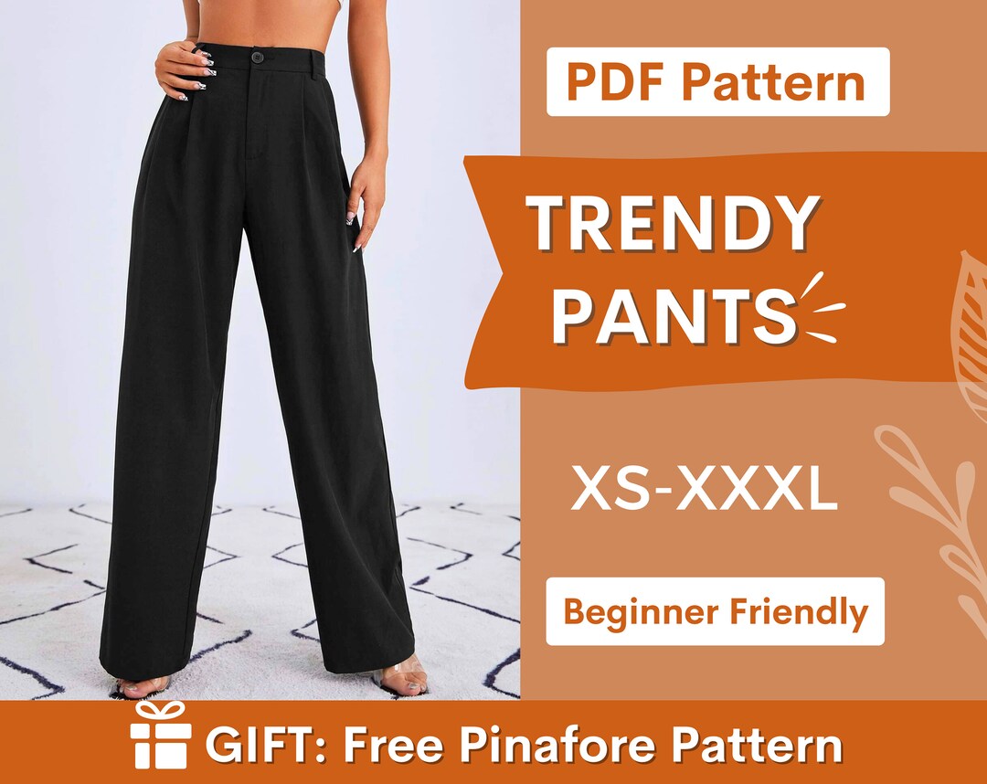 Wide Leg Pants Pattern XS-XXXL Trendy Pants Sewing Pattern - Etsy