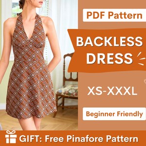 Backless Dress Pattern XS XXXL Open Back Dress Sewing - Etsy