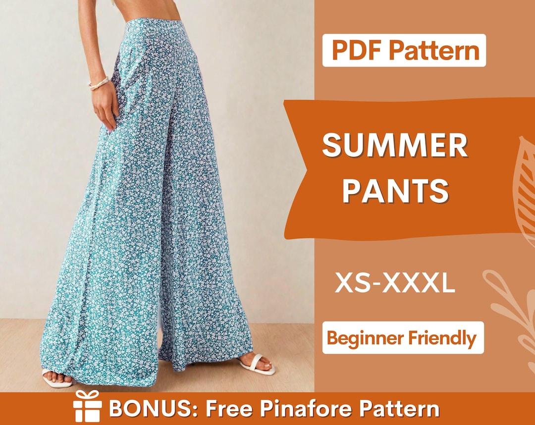 Summer Pants Pattern Wide Leg Pants Palazzo Pants Sewing Pattern High ...