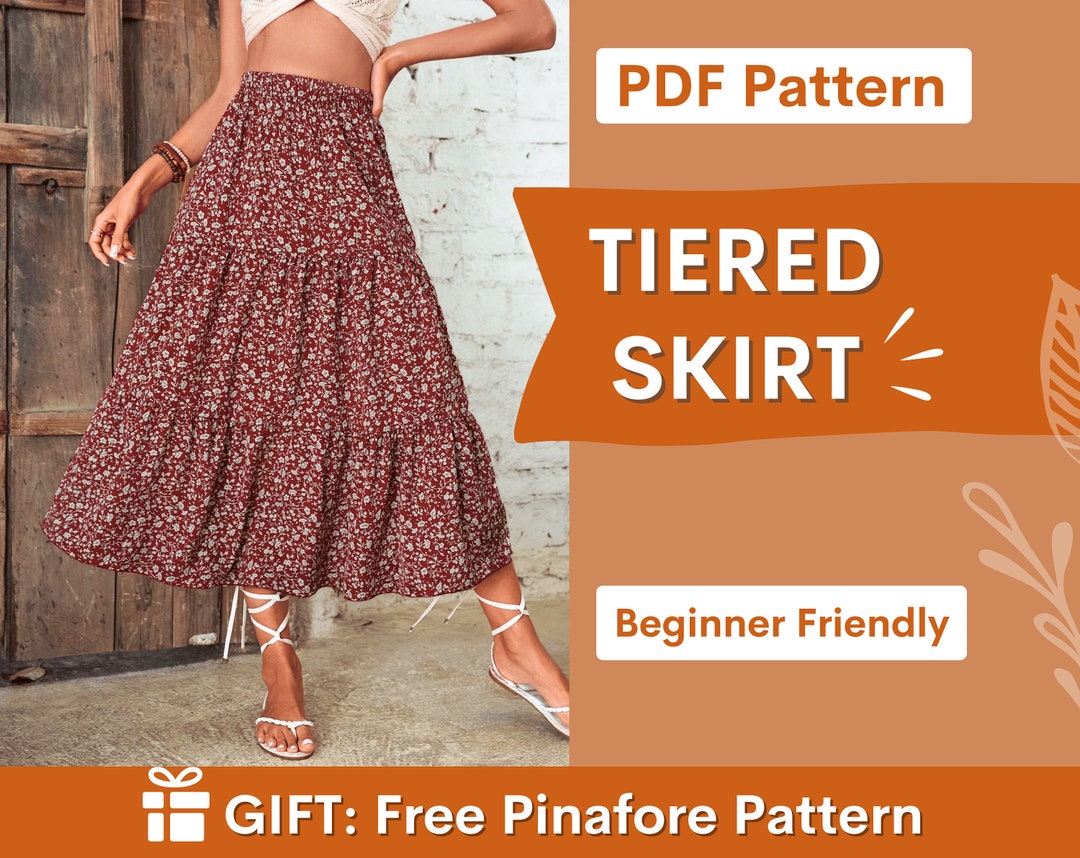 Tiered Skirt Sewing Pattern for Women PDF Skirt PDF Sewing - Etsy