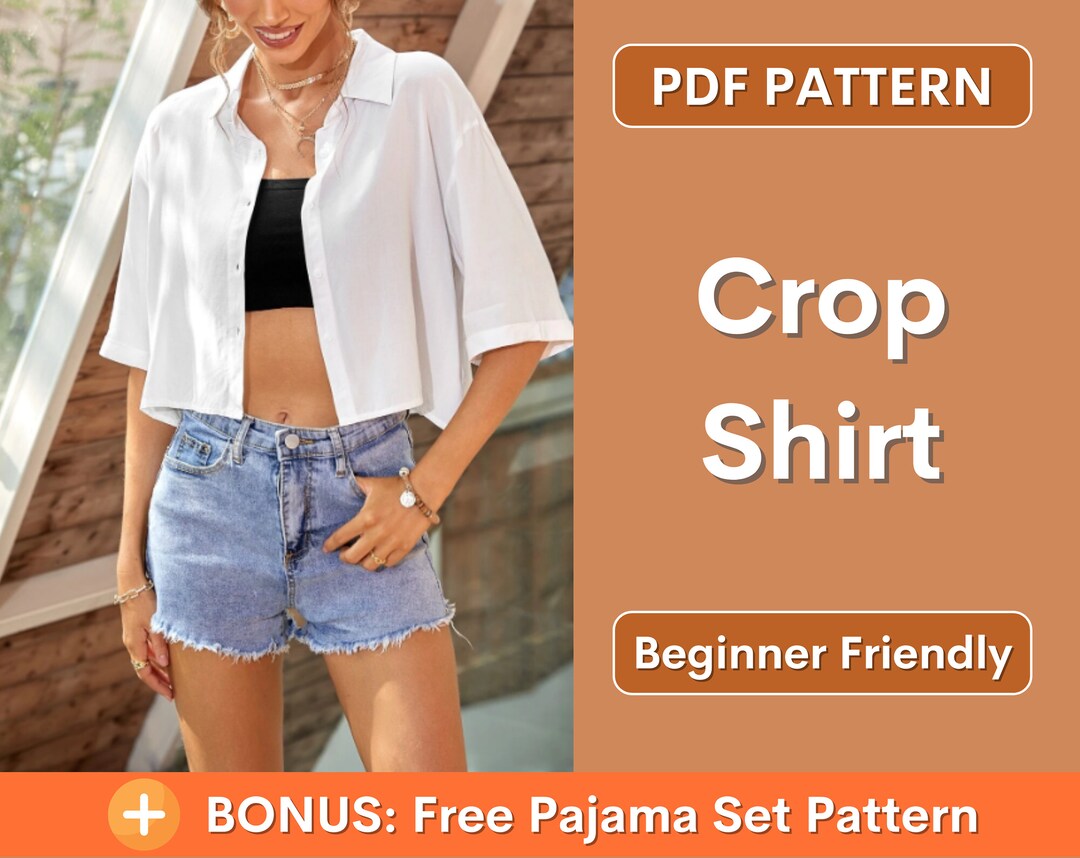Crop Shirt Sewing Pattern Women Shirt Pattern Short Shirt - Etsy
