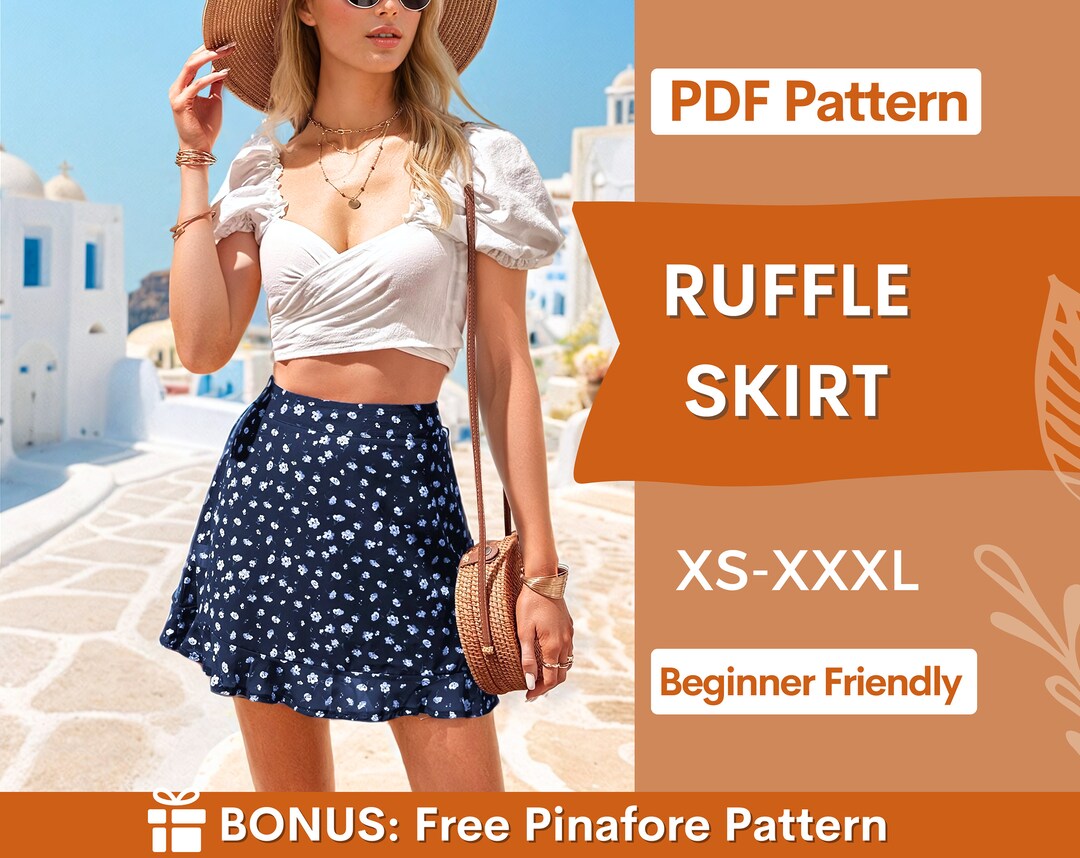 Mini Skirt Pattern Skirt Pattern Women Sewing Pattern Ruffled Skirt ...