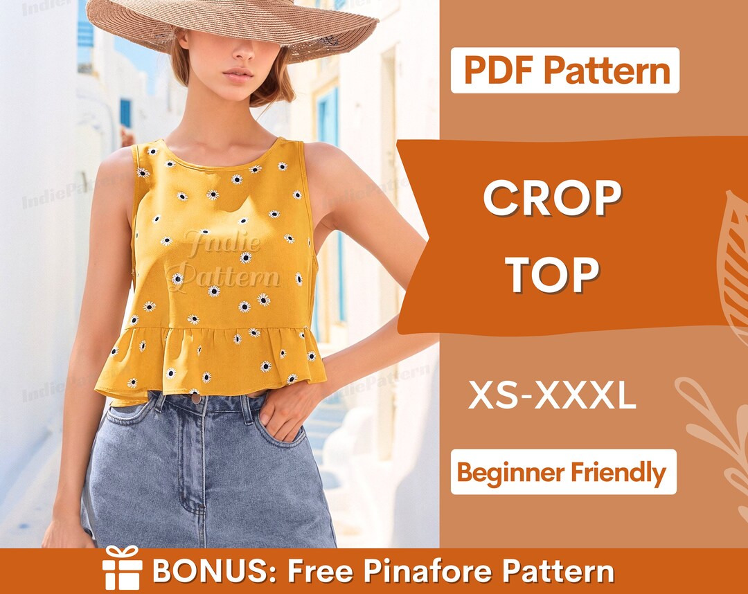 Crop Top Sewing Pattern for Women PDF XS-XXXL Women Top Pattern ...