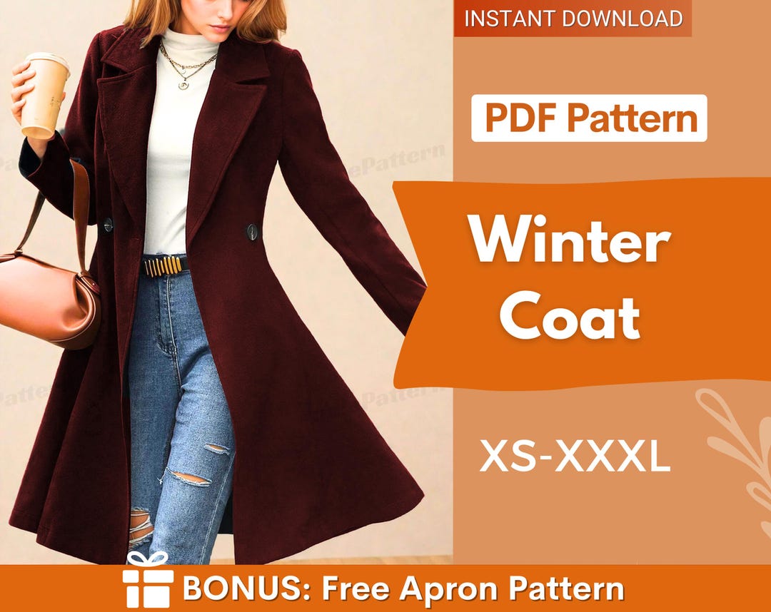 Winter Coat Sewing Pattern Women PDF | Coat Pattern | Long Coat PDF ...