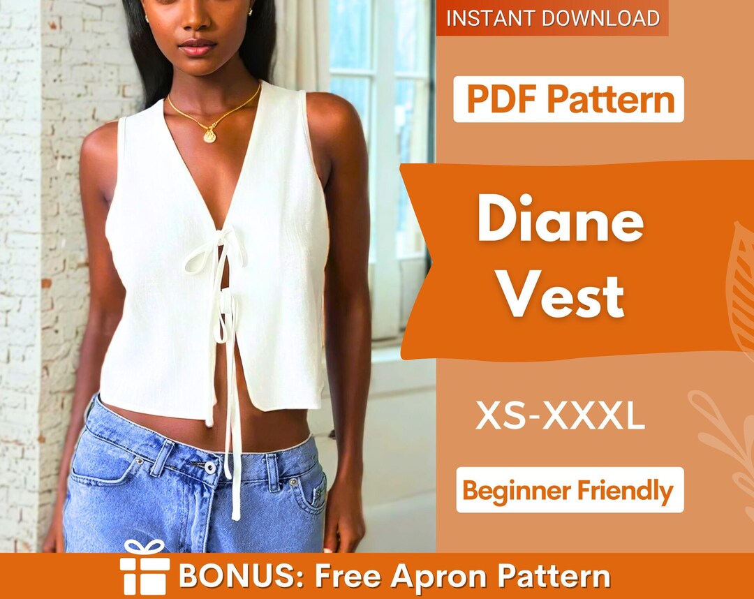 Front Tie Top Sewing Pattern | Tie Top Pattern | Vest Pattern | Summer ...