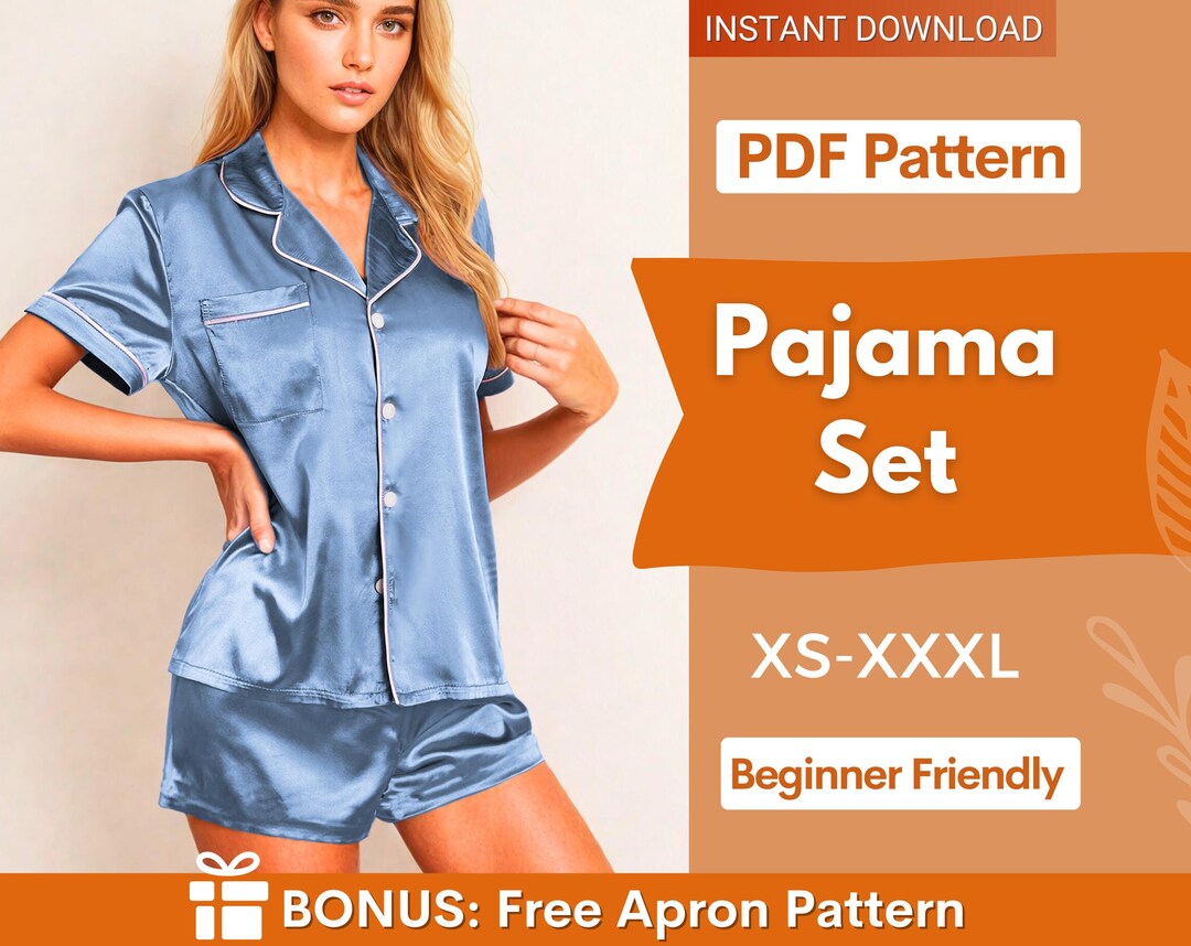 Pajama Set Sewing Pattern | Pajama Top and Shorts Pattern | Women ...