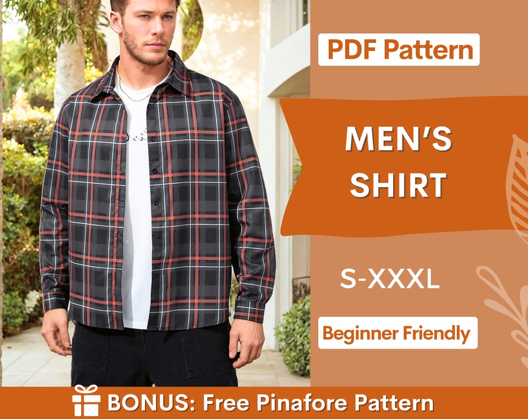 Shirt Pattern for Men S-XXXL Sewing Pattern Men Men Buttons Shirt ...