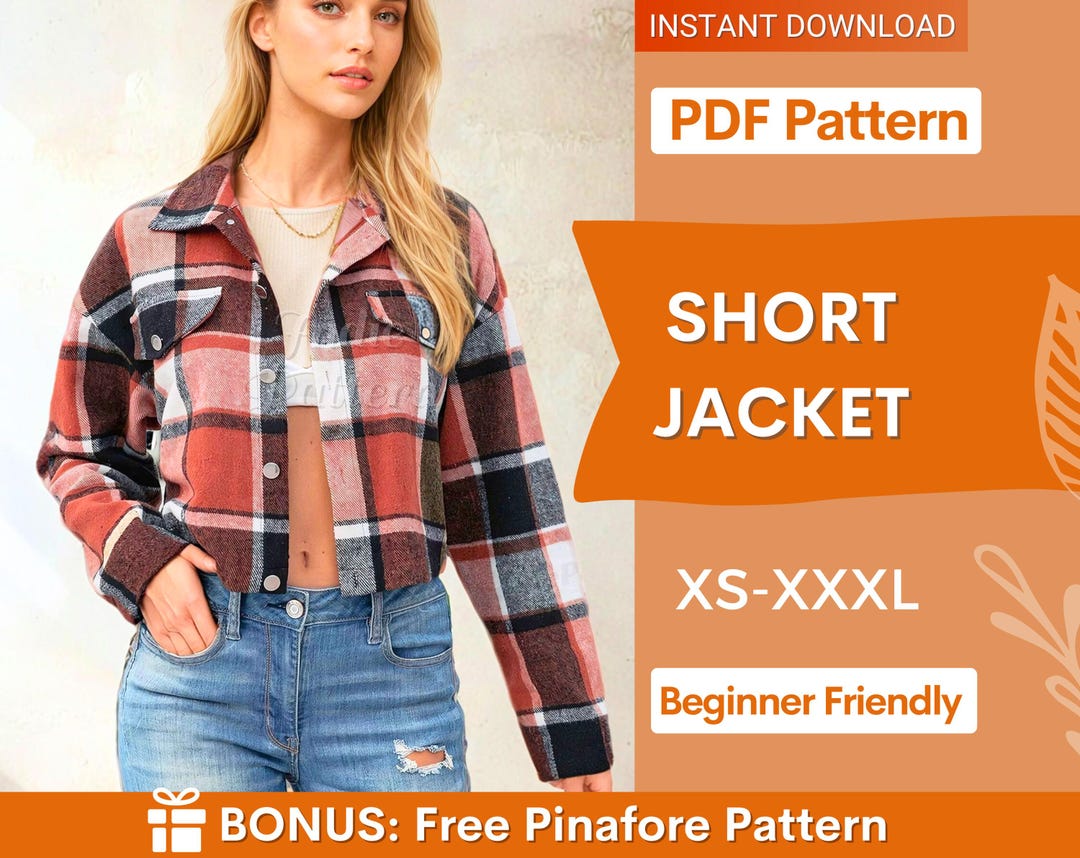 Jacket Pattern, Xs-xxxl,women Short Jacket Sewing Pattern, Women's ...