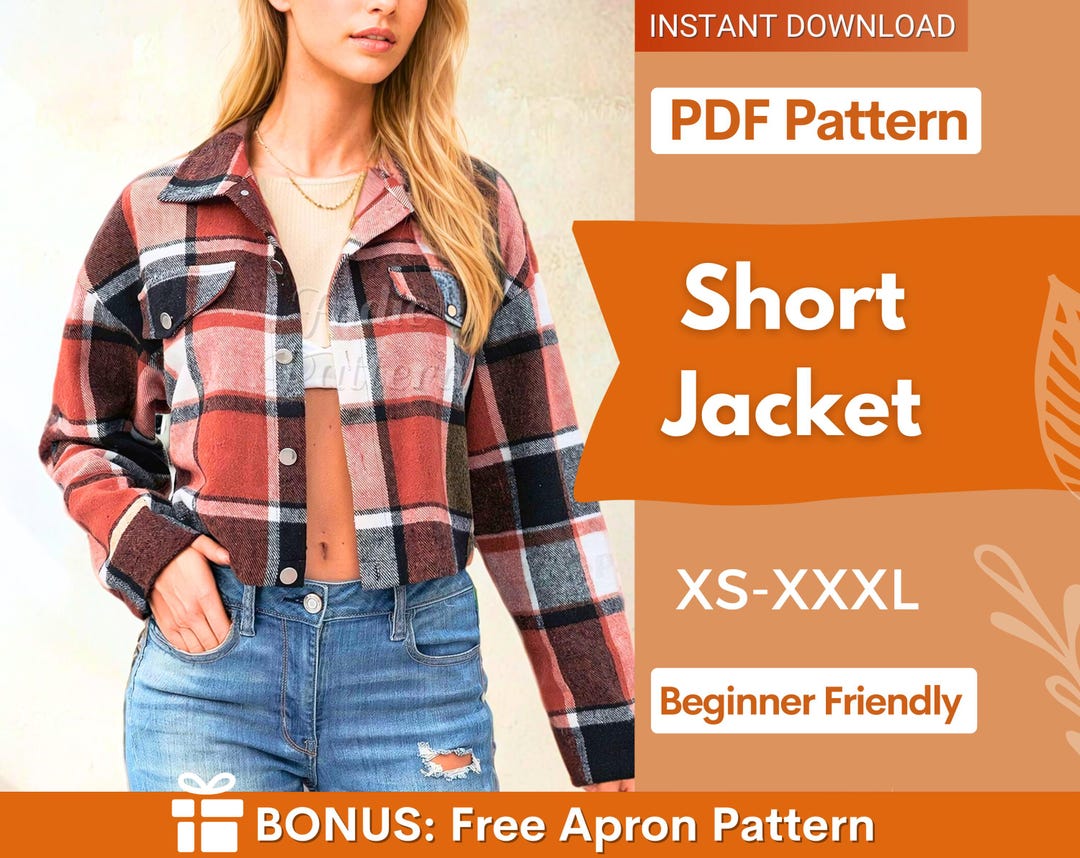 Jacket Pattern, Xs-xxxl,women Short Jacket Sewing Pattern, Women's ...
