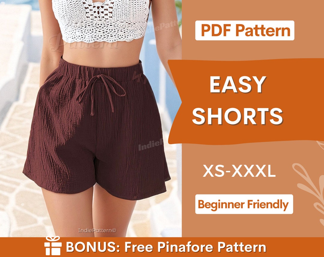 Easy Shorts Pattern Women Shorts Pattern Beginner Shorts Pattern Elastic Waistband Shorts High 