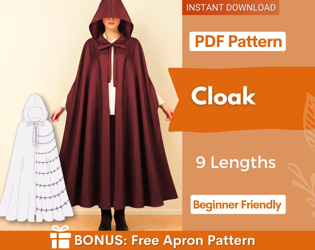 Cloak Sewing Pattern With 9 Lengths, Cape Pattern, Elven Cape, Magical ...
