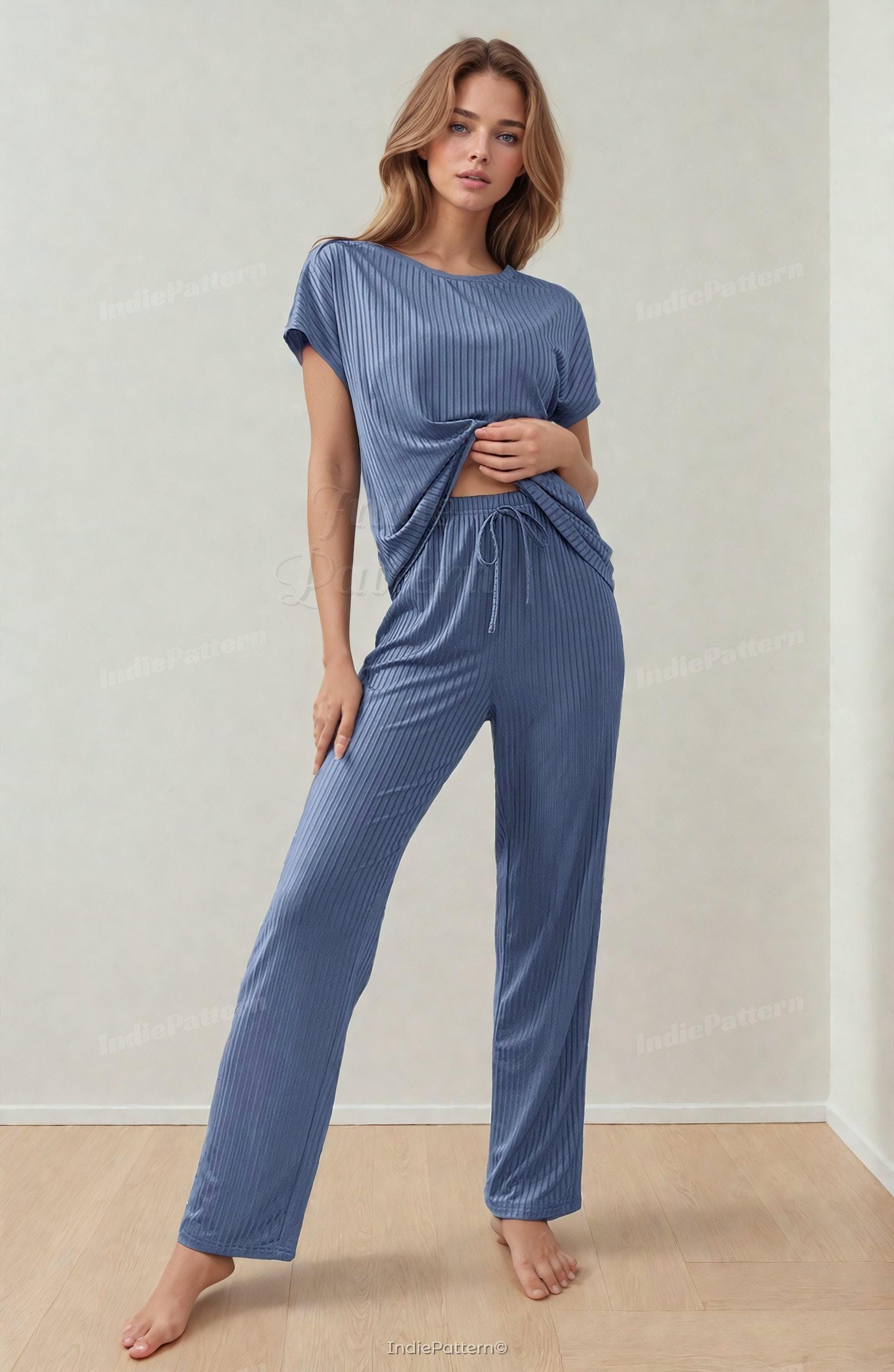 Pajamas Set Pattern | Nightwear Pattern for Women PDF, Pyjama Sleepwear ...