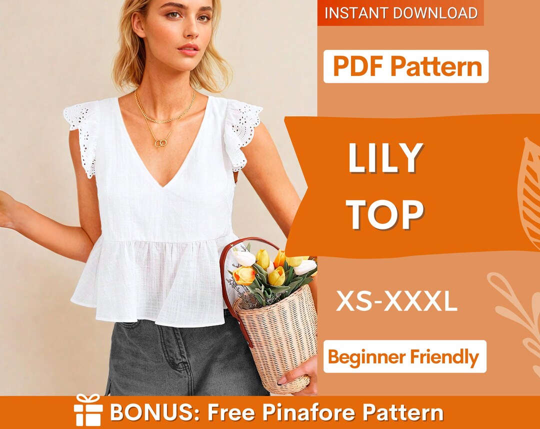 Peplum Top Sewing Pattern Women Top Pattern Ruffled Top Crop Top ...
