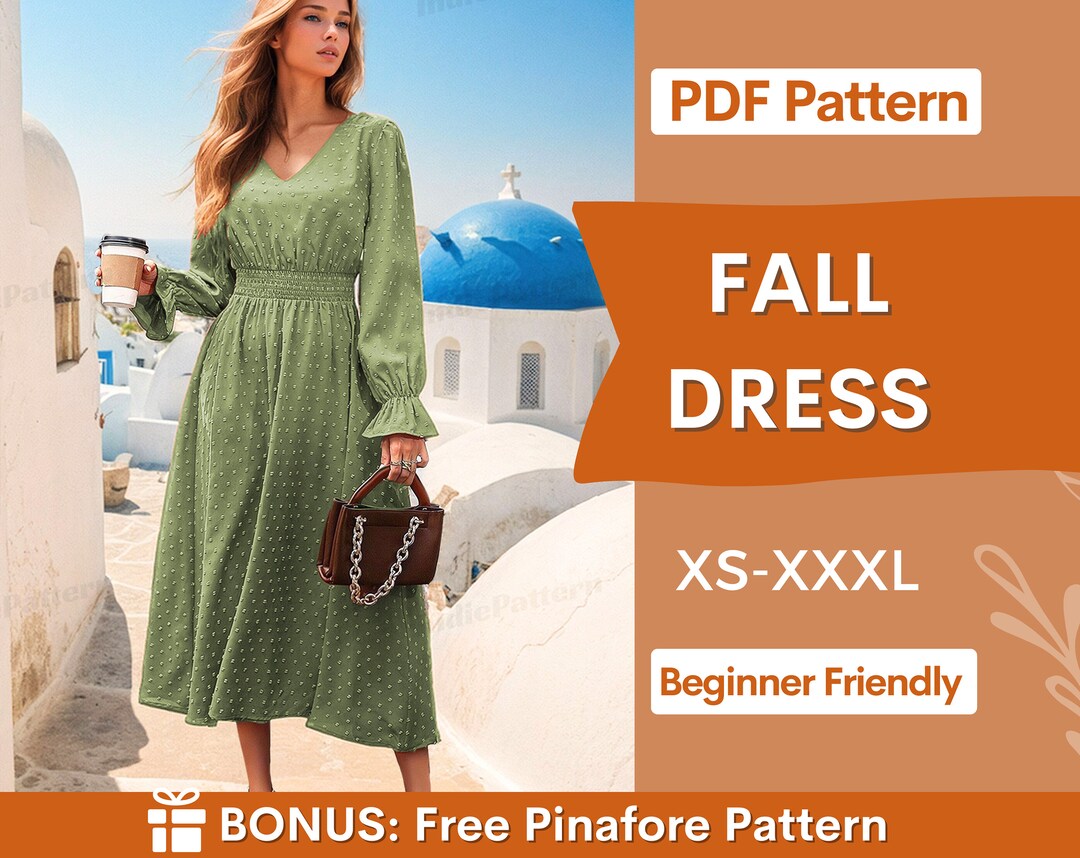 Dress Sewing Pattern Long Sleeve Dress Pattern Dress Pattern Maxi Dress ...