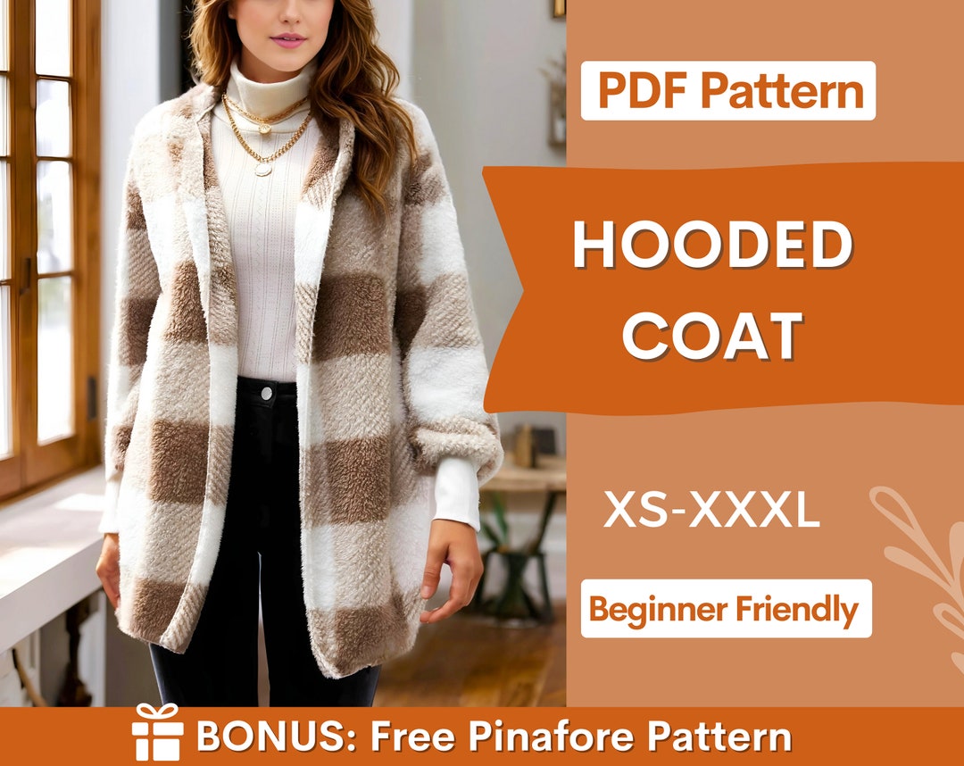 Hooded Coat Sewing Pattern for Women Coat Pattern Jacket Pattern Sewing ...