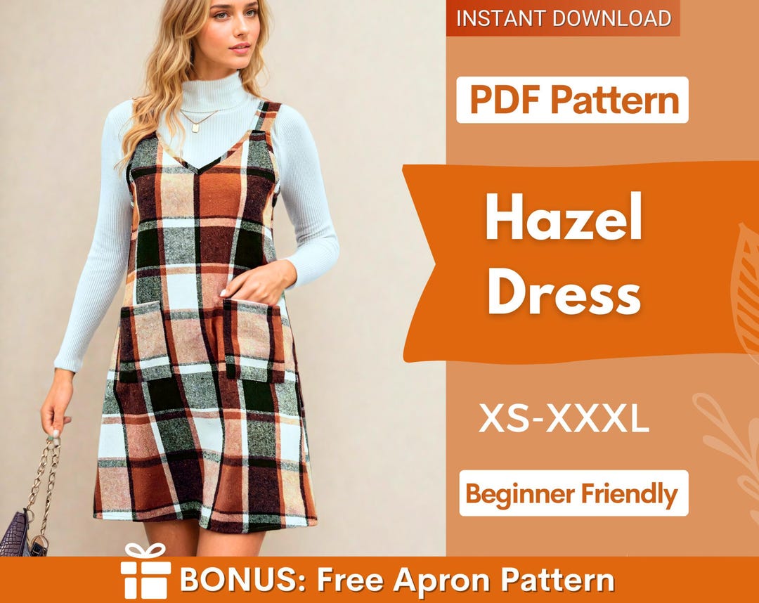 Pinafore Dress Pattern, Overall Dress Pattern, Dress Sewing Pattern ...
