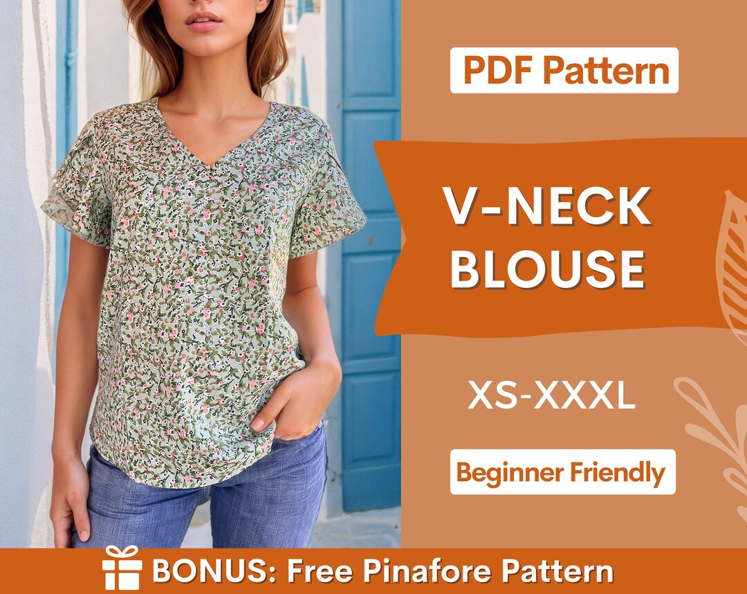 Blouse Sewing Pattern for Women PDF XS-XXXL Top Sewing Pattern Women ...