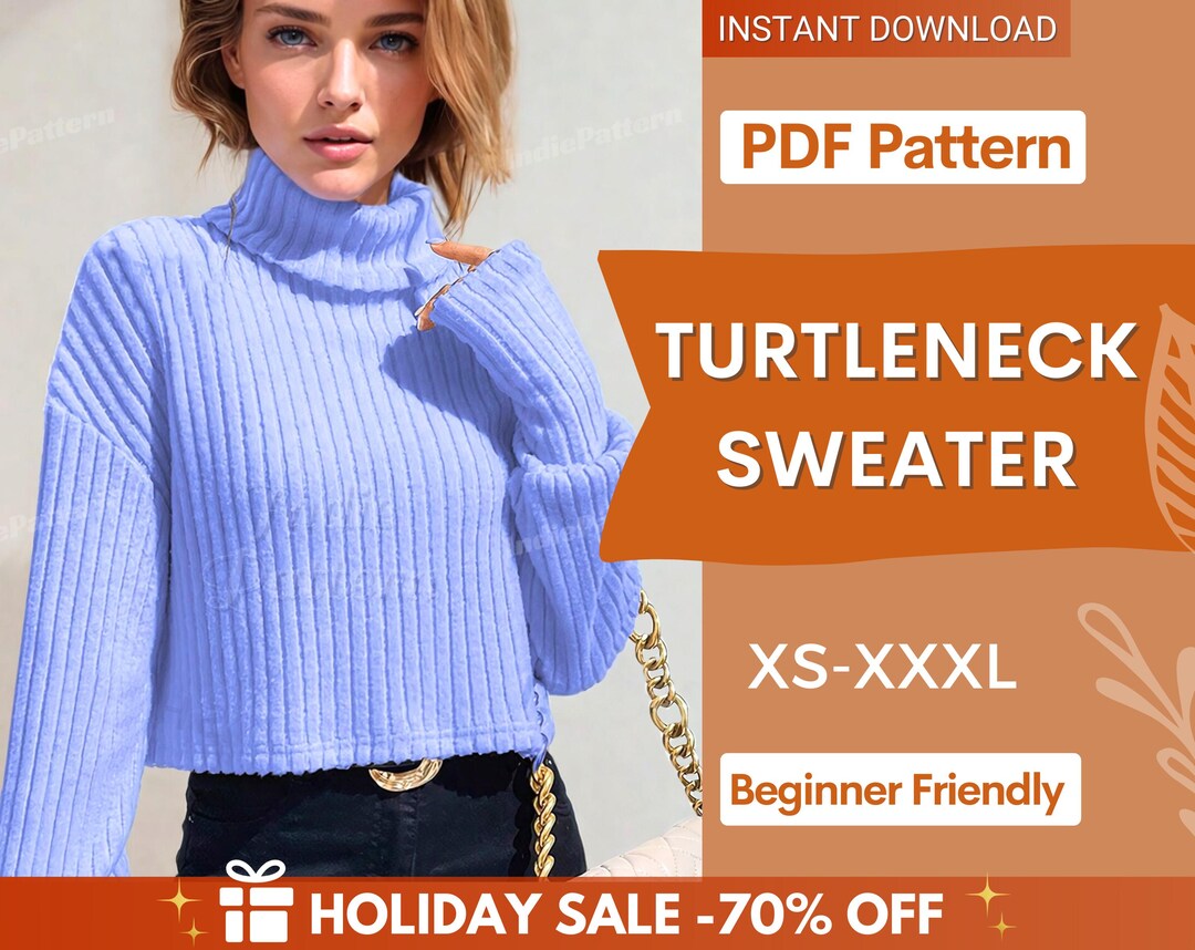 Turtleneck Sweater Sewing Pattern Sweater Pattern Womens Pattern Sewing Patterns Women Sweater ...