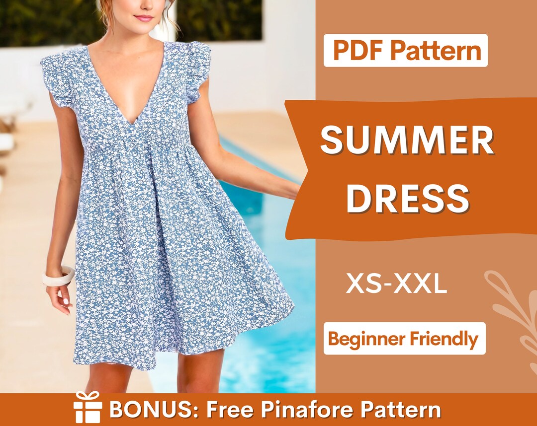 Summer Dress Sewing Pattern XS-XXL Summer Dress Pattern Easy Dress ...