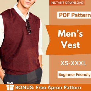 Men Vest Pattern | Men Sewing Pattern | Waistcoat Pattern for Men ...