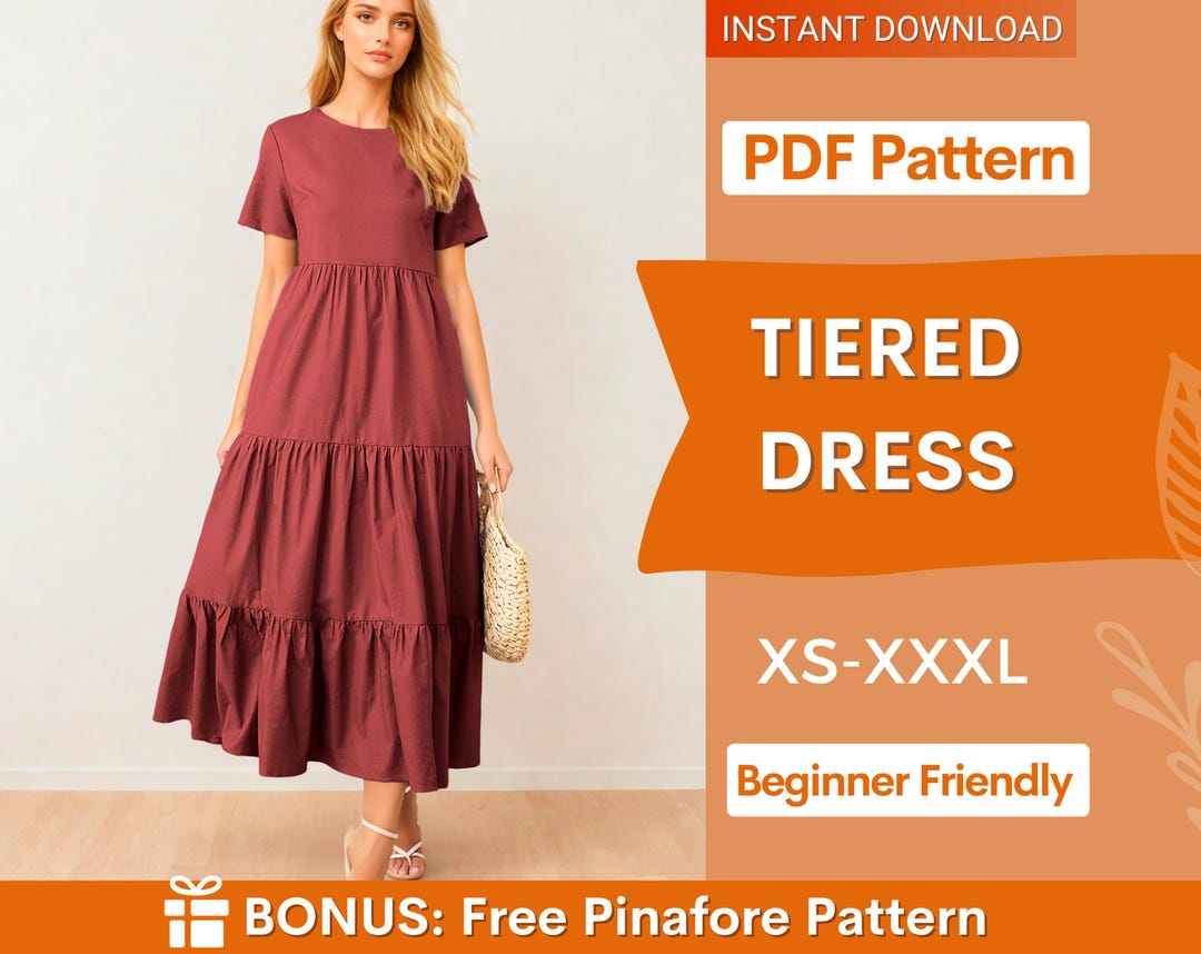 Tiered Dress Sewing Pattern | Dress Pattern | Sewing Patterns | Women ...