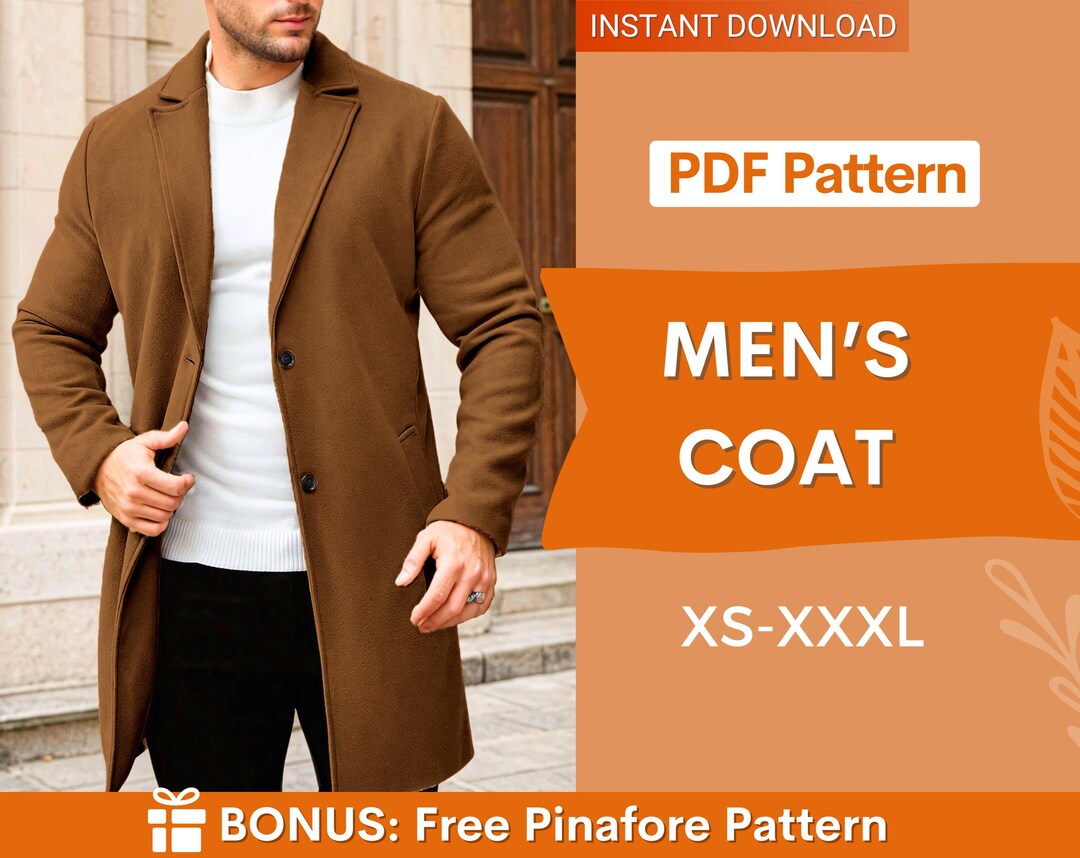 Men Coat Sewing Pattern Winter Coat Sewing Pattern Long Coat Pattern ...