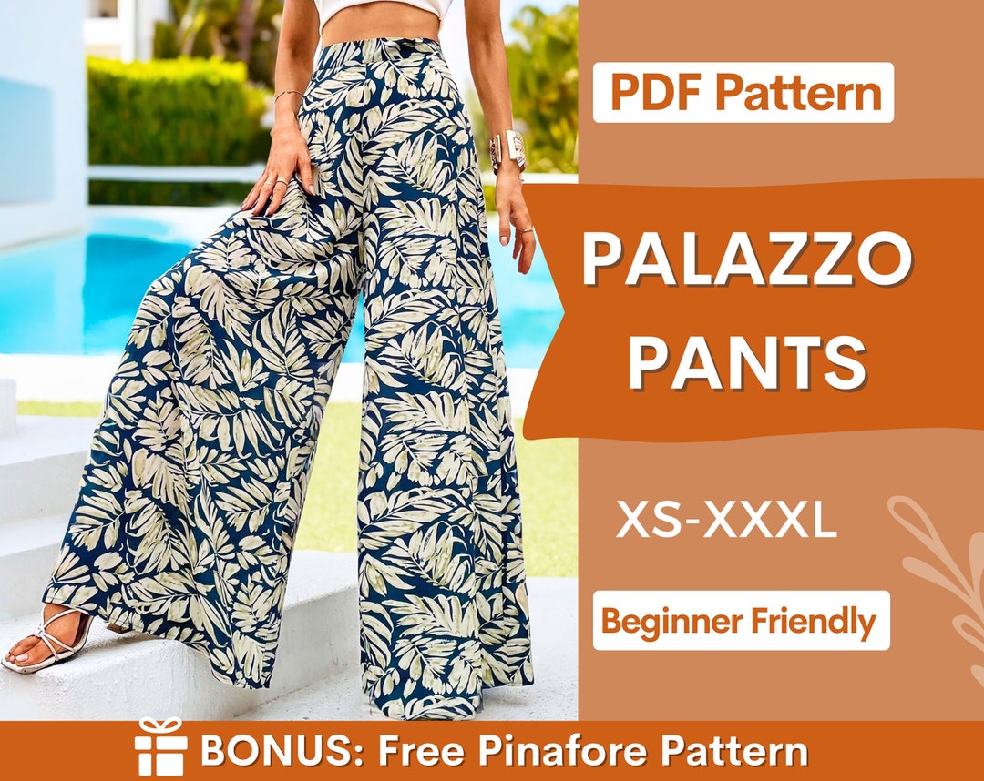 Women Palazzo Pants Sewing Pattern Palazzo Pants Pattern Wide Leg Pants ...