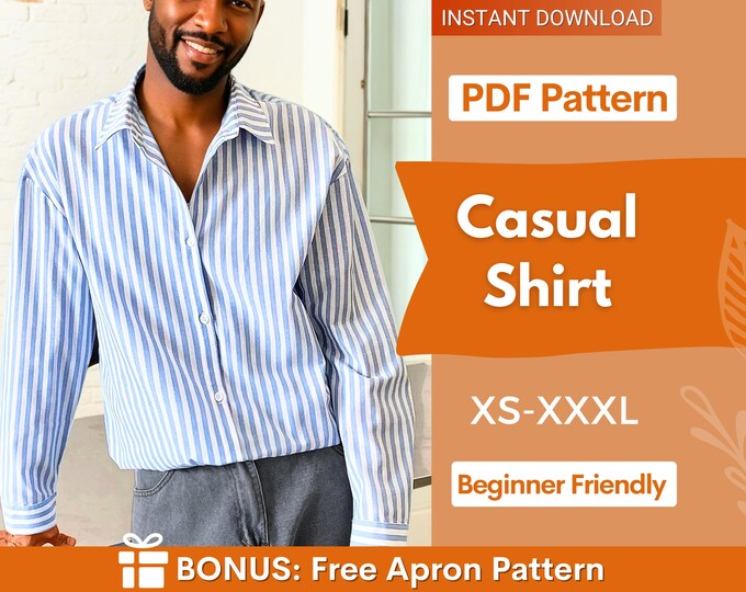 Shirt Sewing Pattern, Men Shirt Pattern, Tropical Shirt Pattern, Sewing ...