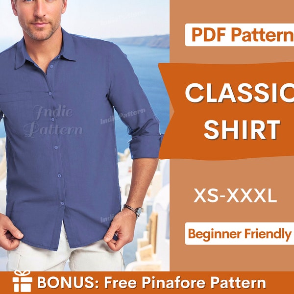 Mens Button up Sewing Pattern - Etsy