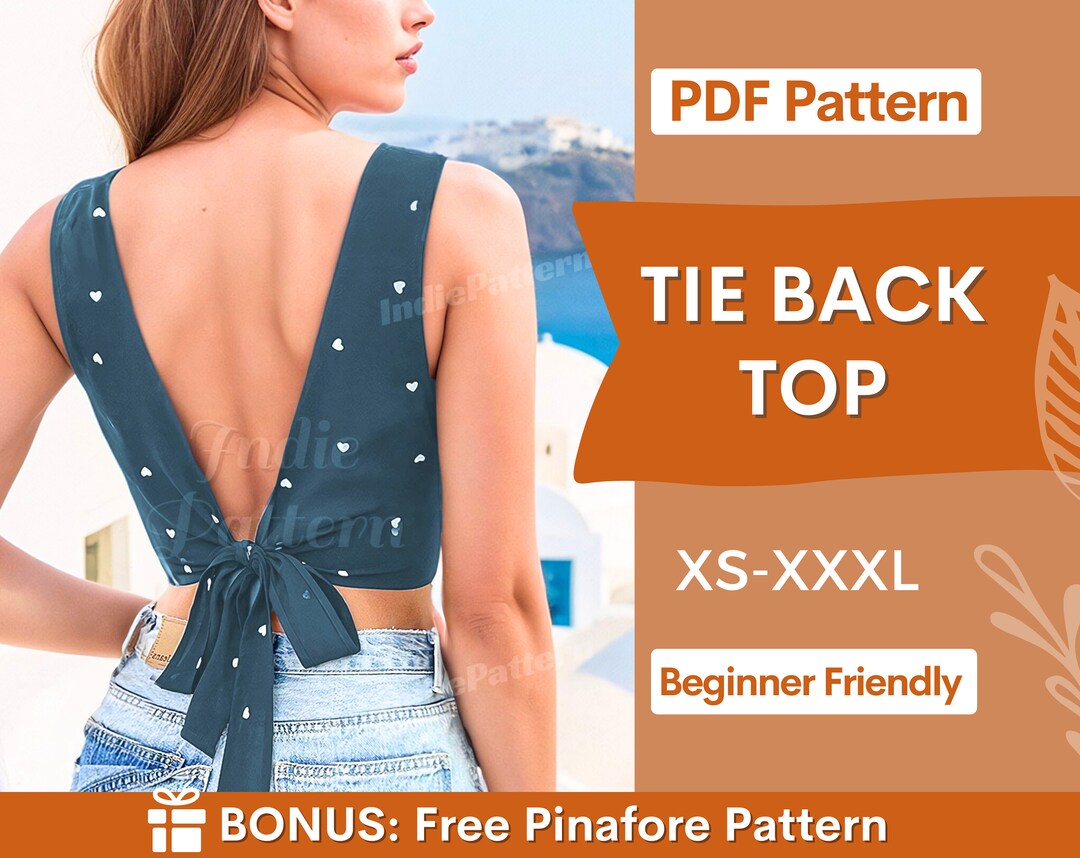 Tie Back Top Pattern, Women Pattern, Easy Top Pattern, Sewing Patterns ...