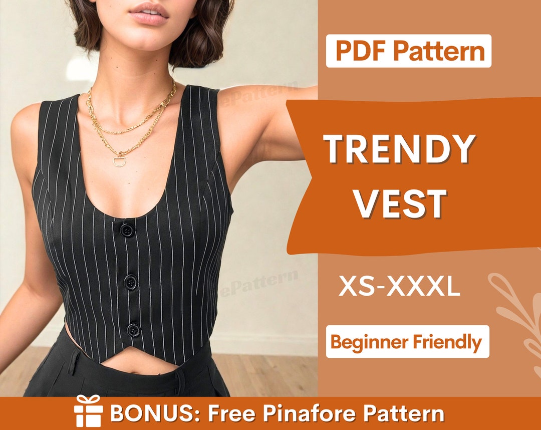 Vest Pattern, XS XXXL, Sewing Pattern PDF, Women Vest Pattern ...