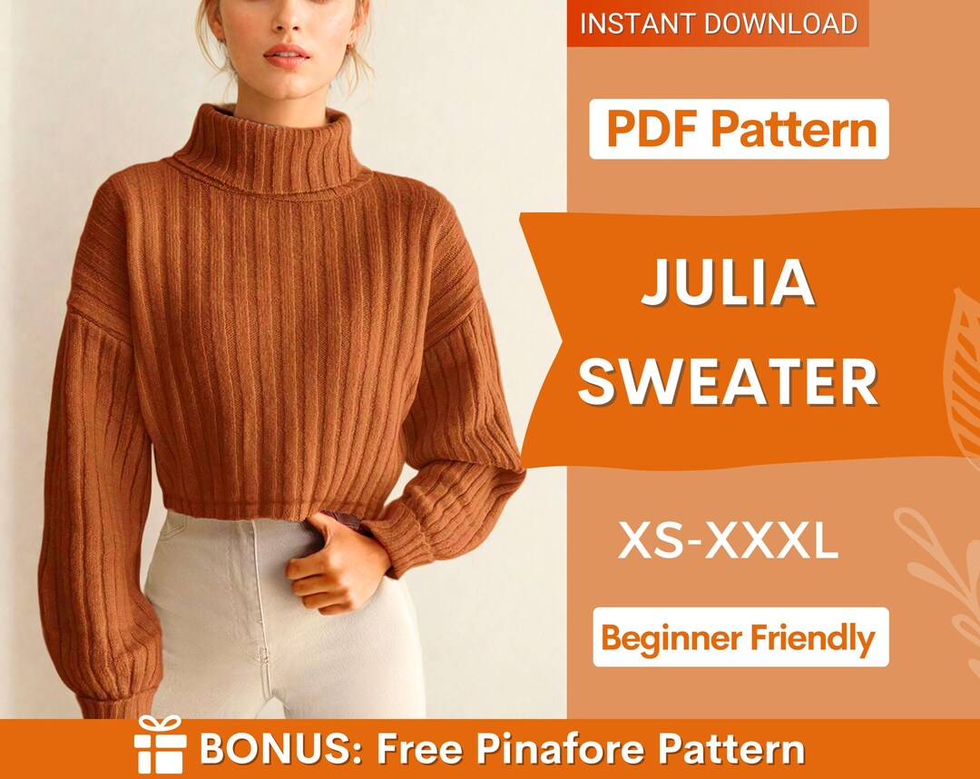 Sweater Sewing Pattern Sweatshirt Pattern Turtleneck Sweater Pattern ...