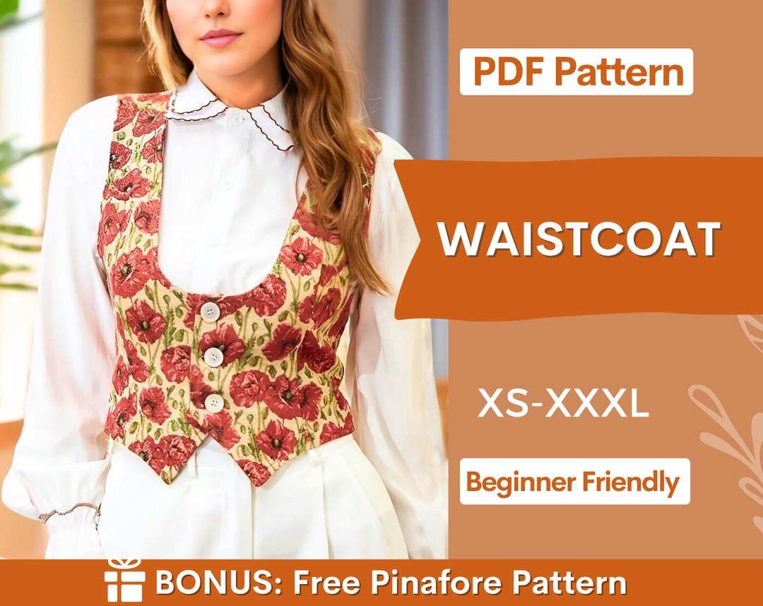Waistcoat Pattern, XS-XXXL, Waistcoat Sewing Pattern PDF, Women ...