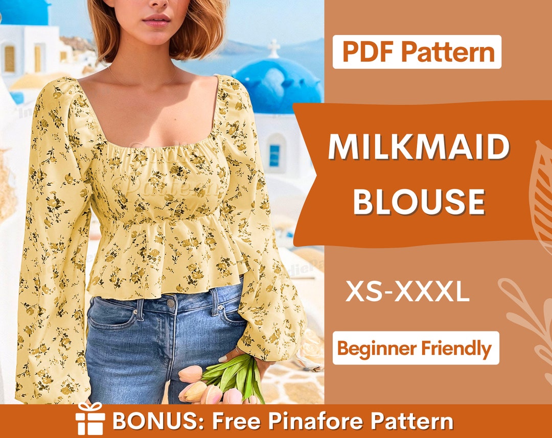 Milkmaid Blouse Pattern, Puff Sleeve Sewing, Milkmaid Top Pattern ...