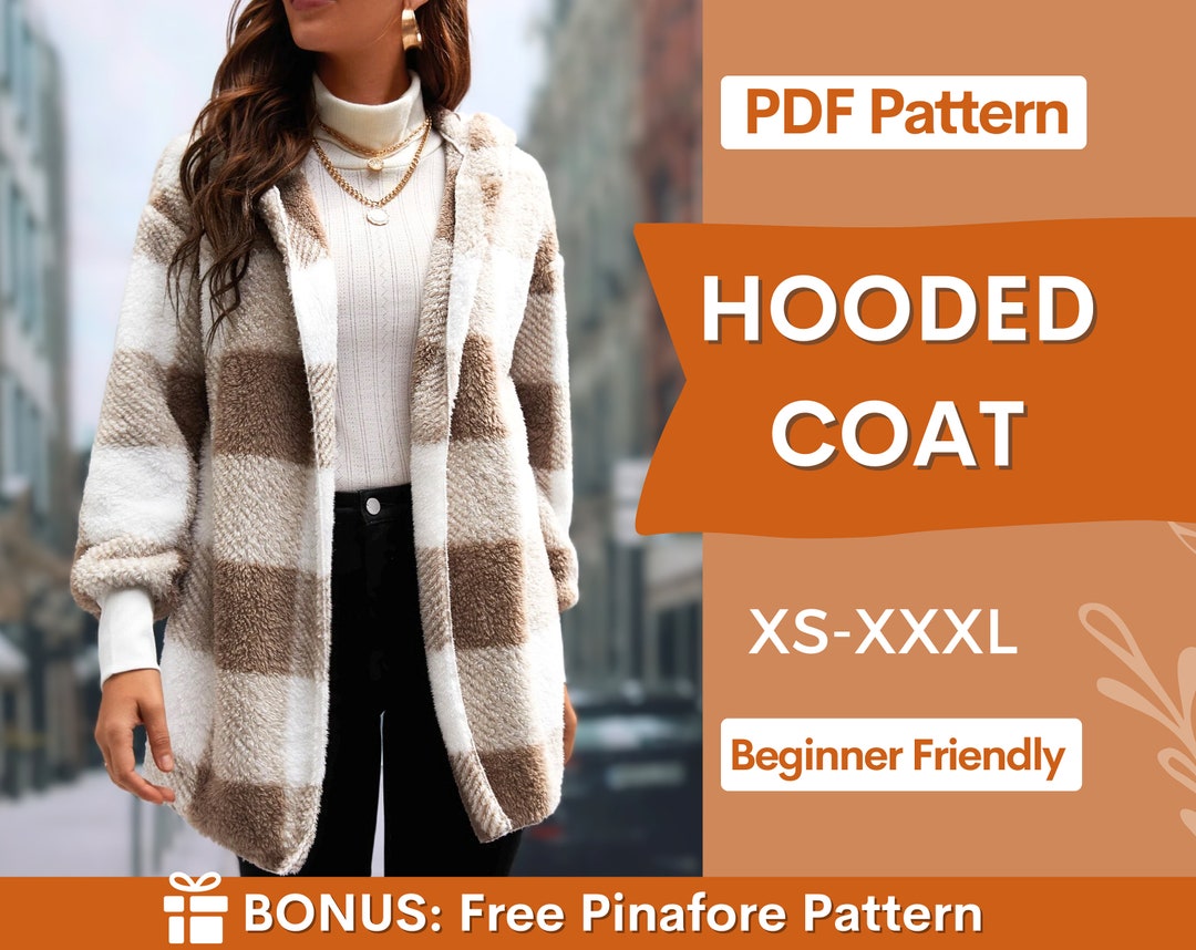 Hooded Coat Sewing Pattern for Women Coat Pattern Jacket Pattern Sewing ...