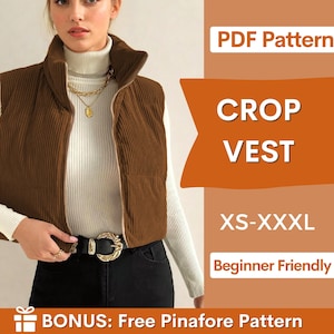 Puffer Vest Pattern Crop Puffer Vest Coat Pattern Sewing Pattern Puffer ...