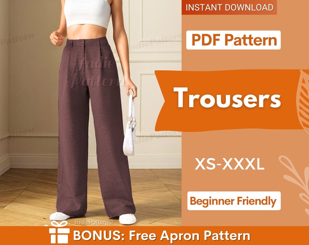 Pants Pattern for Women | XS-XXXL | Sewing Patterns | Trousers Sewing ...