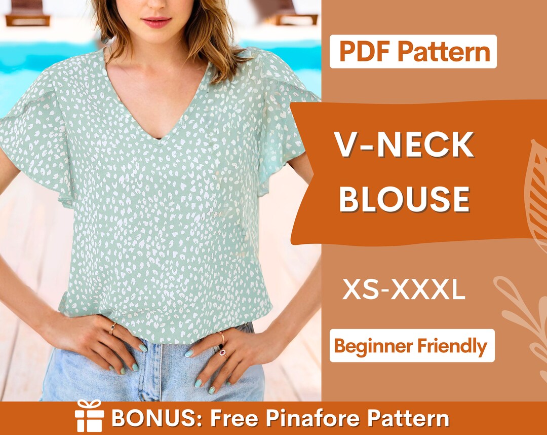 Blouse Sewing Pattern for Women PDF XS-XXXL Top Sewing Pattern Women ...