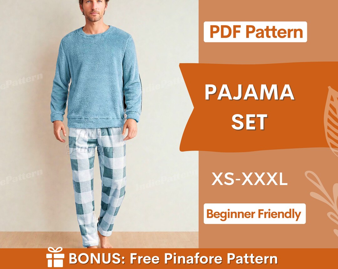 Men Pajama Set Pattern, Pajama Pattern for Men, Pajama Pants Pattern ...
