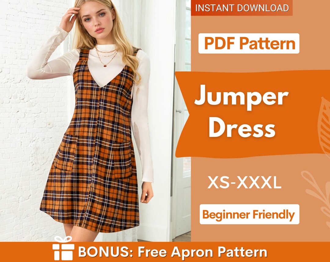 Overall Dress Pattern, Jumper Pattern, Pinafore Pattern, Women Dress ...