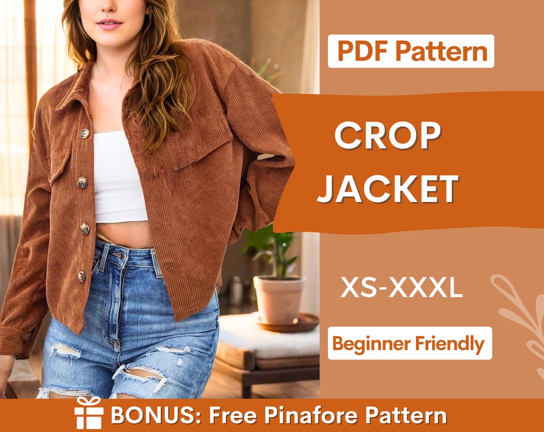 Crop Jacket Pattern for Women, XS-XXXL, Women Jacket Sewing Pattern, Women's Shirt Jacket ...