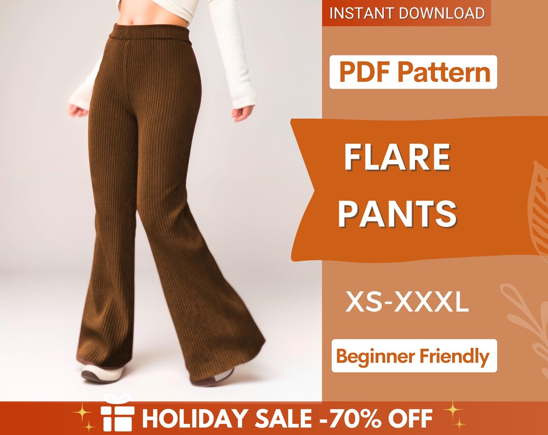 Flare Leg Pants Sewing Pattern for Women PDF Pants Sewing Pattern Wide ...