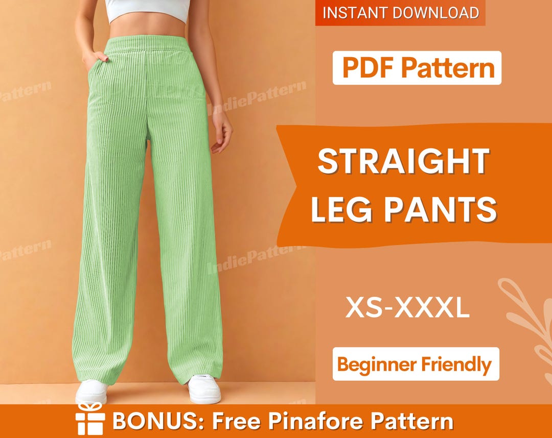 Straight Leg Pants Sewing Pattern | Trousers Pattern | Pants Pattern ...