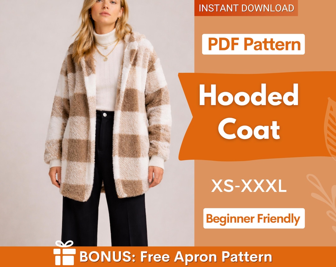 Hooded Coat Sewing Pattern for Women | Coat Pattern | Jacket Pattern ...